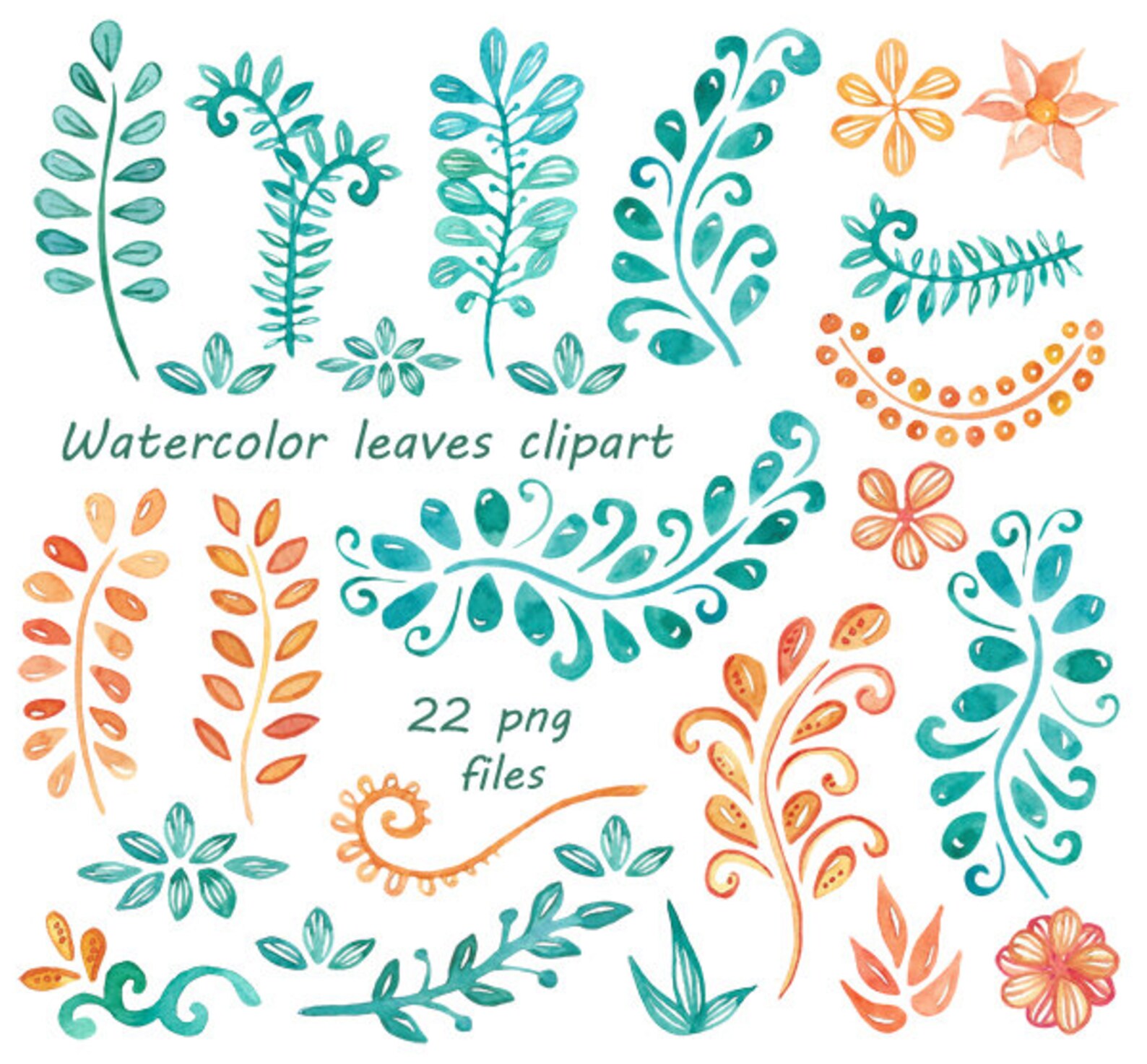 BIG SET 88 Watercolor Leaves Clipart Png Watercolour - Etsy