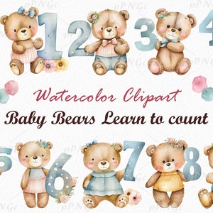 Watercolor Teddy Bears Clipart Bundle, 68 PNG, Perfect for Nursery ...