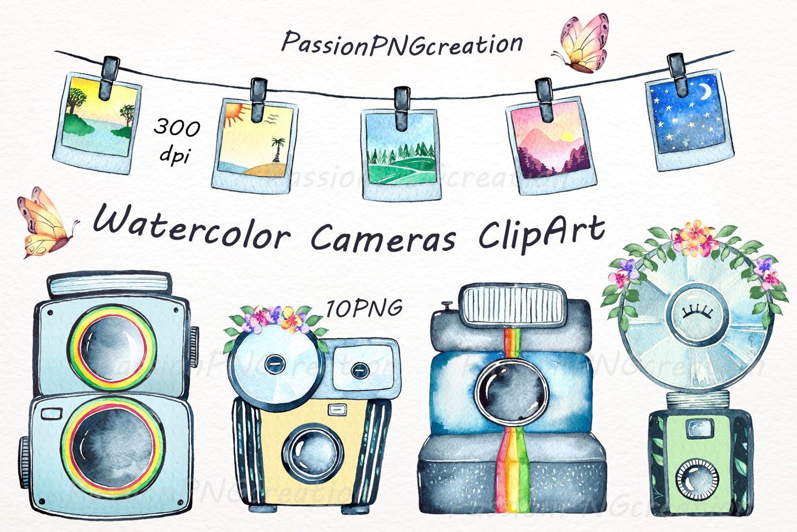 Watercolor Cameras Clipart Watercolor Photocamera Photo - Etsy