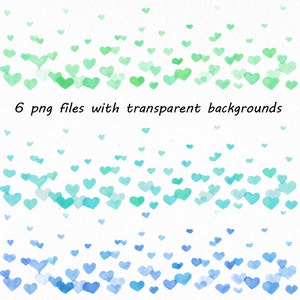 Watercolor Hearts Borders Clipart, Confetti Clip Art, Hearts Overlay ...