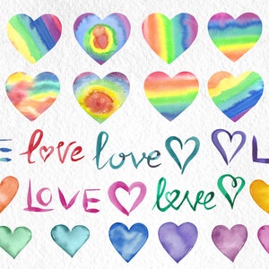 Rainbow Hearts Clipart, 34 Watercolor Hearts Clip Art, Png Hearts ...