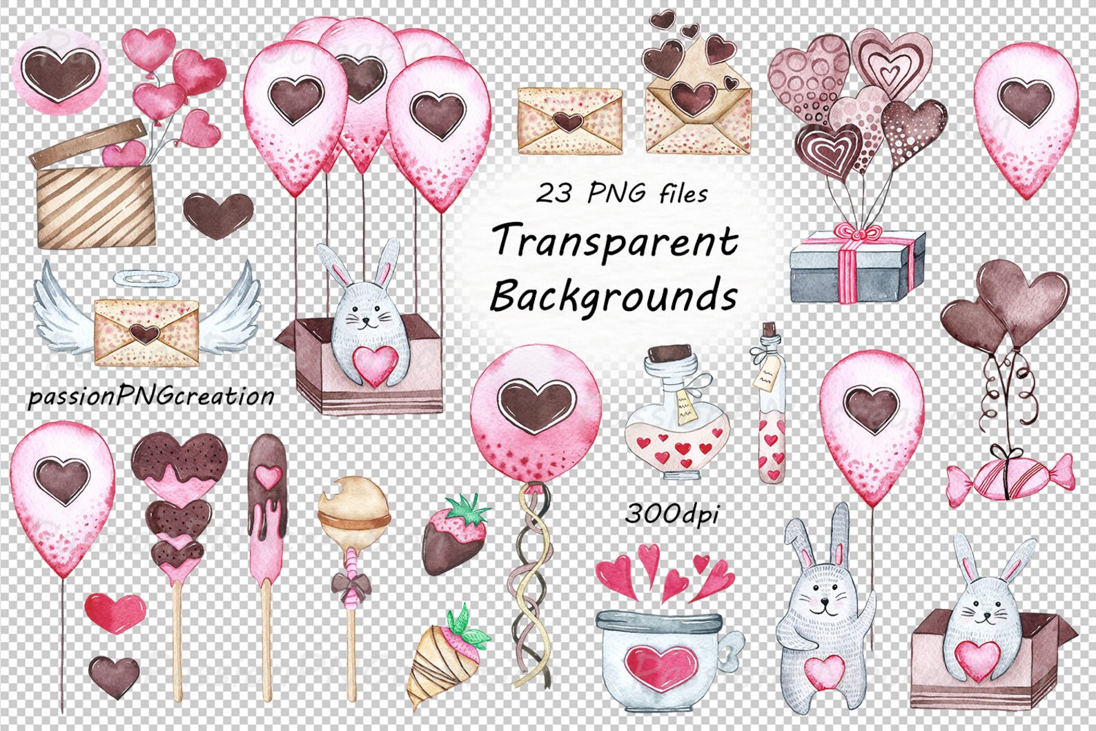 Watercolor Love Clipart Set Valentine's Day Clip Art - Etsy