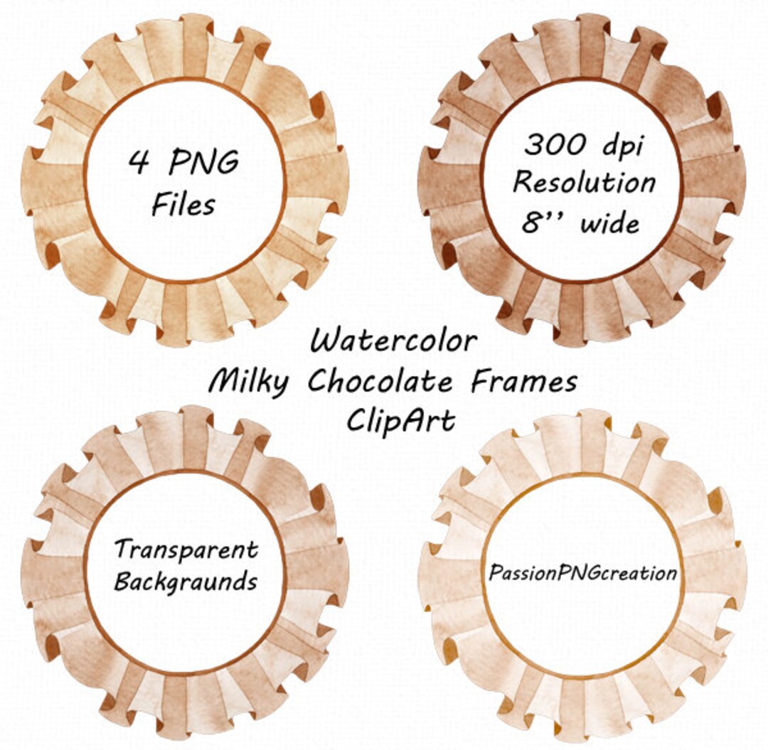 Watercolor Milky Chocolate Frames Clipart, Frills Frame, Watercolor ...