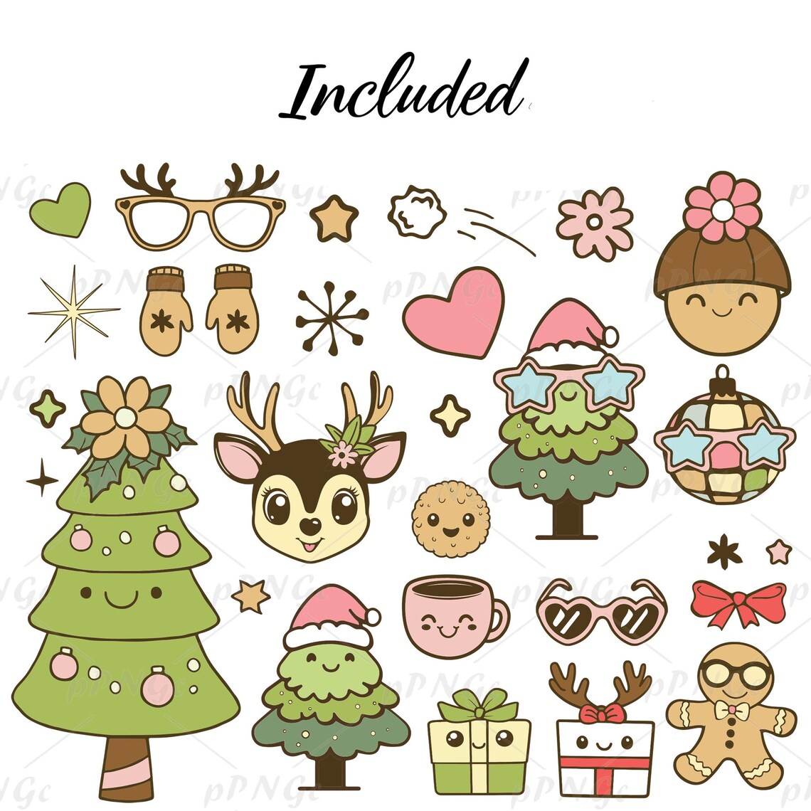 Groovy Retro Christmas Clipart Bundle: Hippie Santa PNG (instant ...