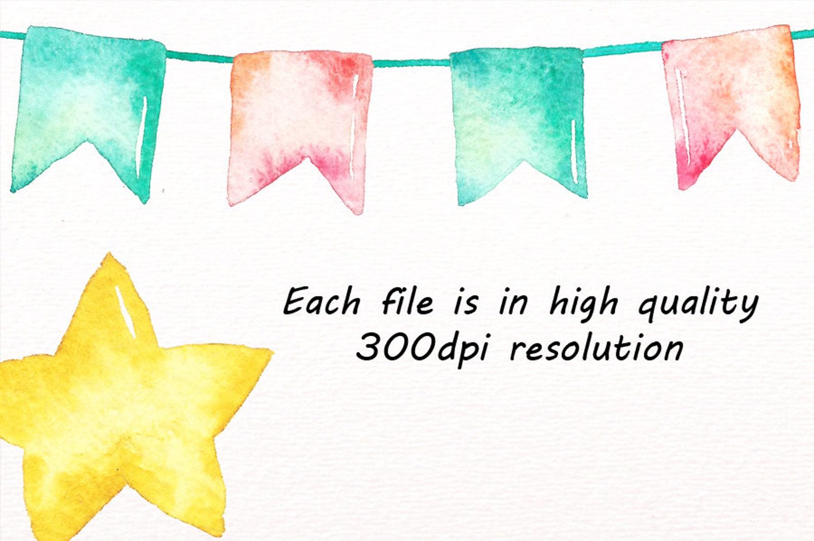 Watercolor Bunting Banners Clipart Banners Clip Art Merry | Etsy