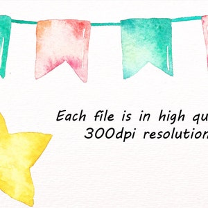 Watercolor Bunting Banners Clipart, Banners Clip Art, Merry Christmas ...