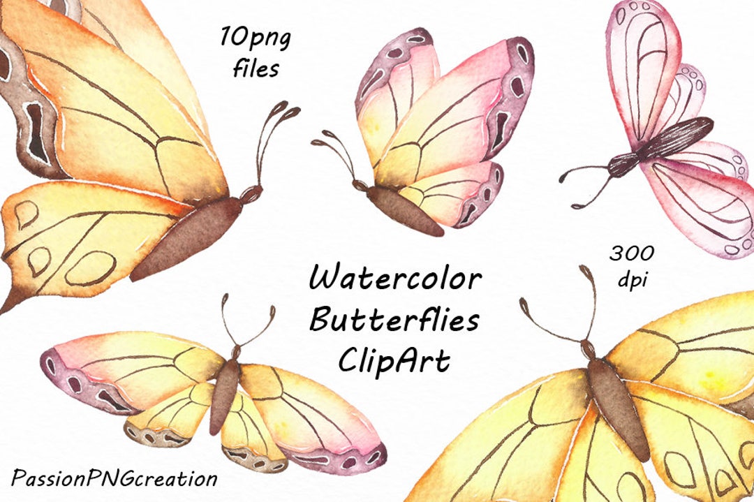 Watercolor Butterflies Clipart, Watercolour Butterfly Clip Art ...