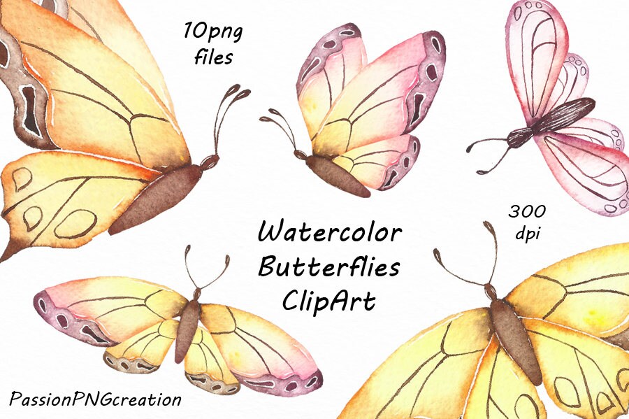 Watercolor Butterflies Clipart Watercolour Butterfly Clip - Etsy Australia
