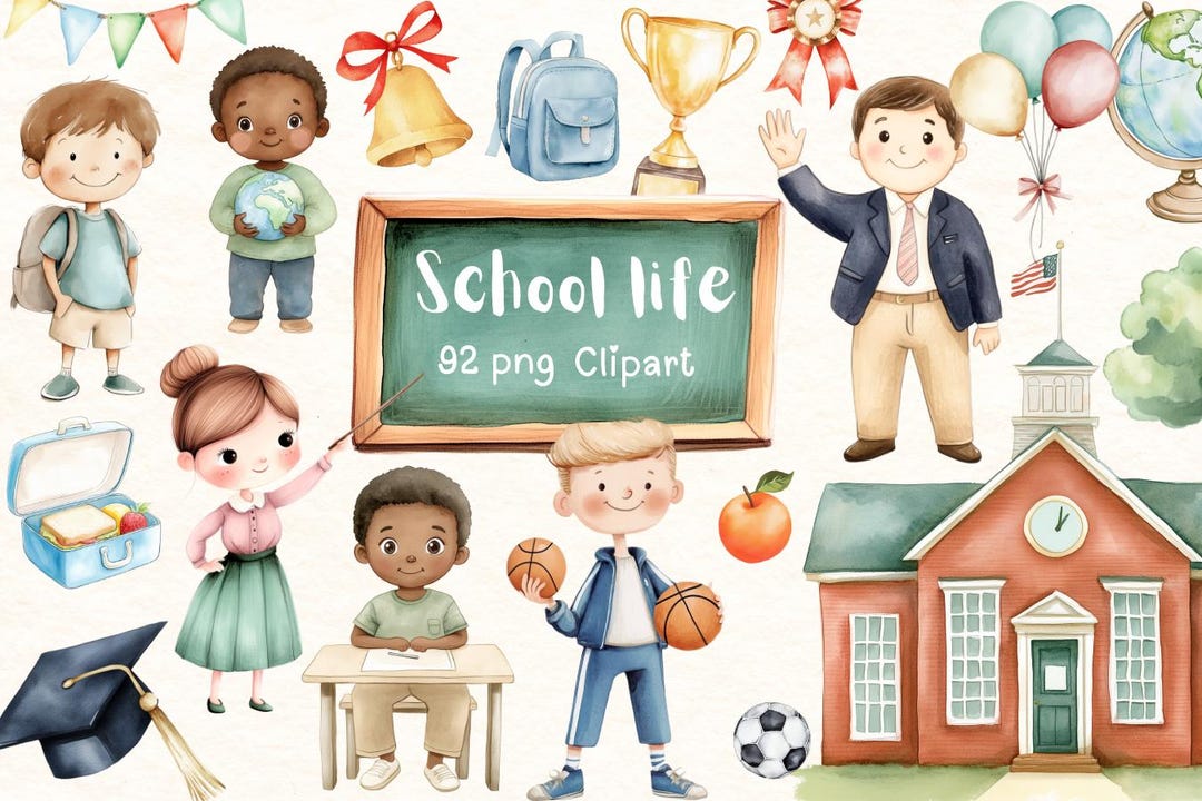 School Life Clipart Bundle | Back to School Kids | Classroom Clipart ...