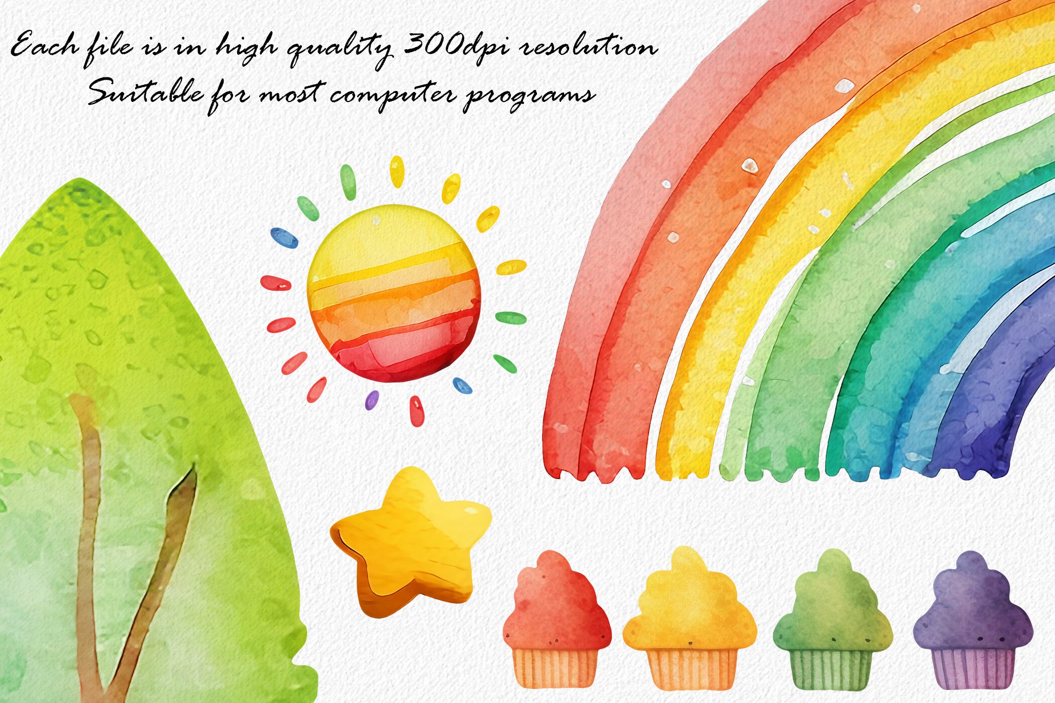 Watercolor Rainbow Clip Art Cars Whimsical Rainbow Watercolor - Etsy