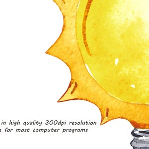 Lightbulb Clipart, Watercolor Light Bulb Clip Art, Idea, Bulb ...