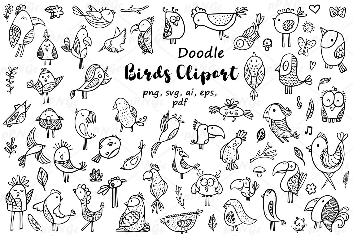 Vector Birds Svg Clipart Doodle Birds Clipart Fairy Tale - Etsy