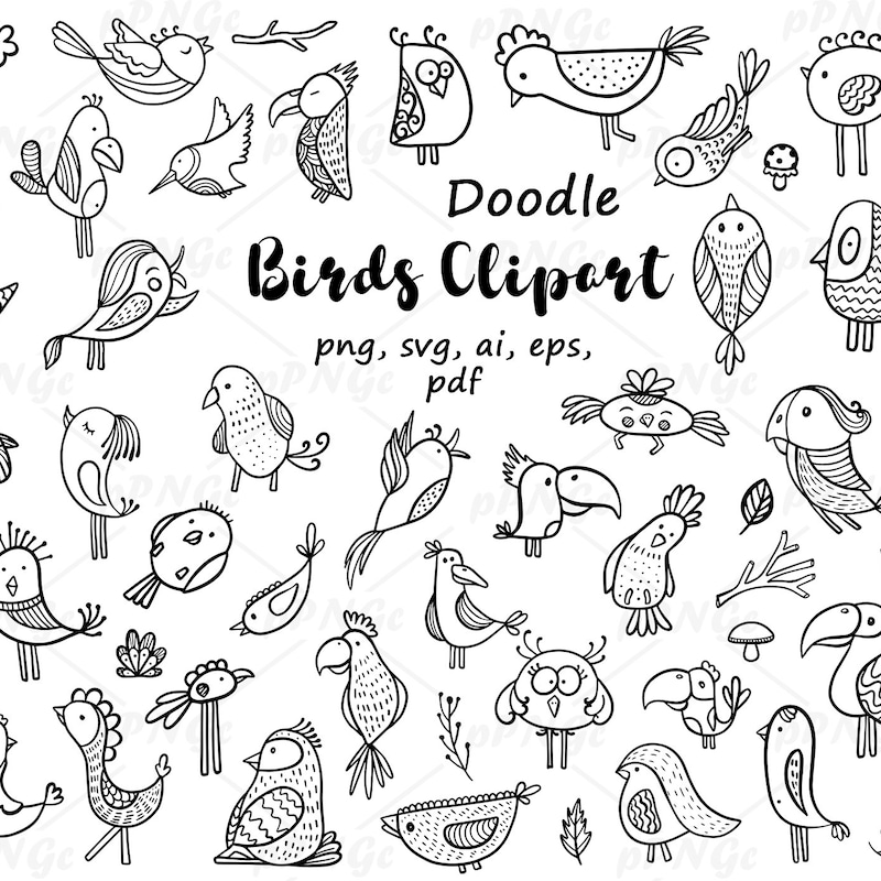 Whimsical Doodles Birds - Etsy UK