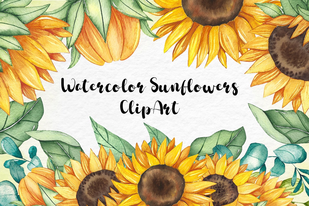 Watercolor Sunflowers Clipart, Summer Yellow Flowers, Wedding ...