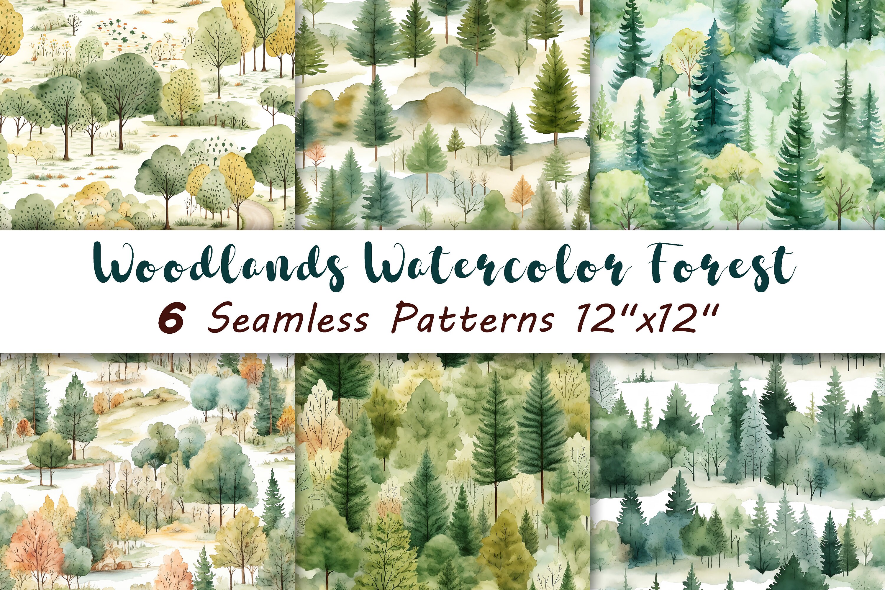 Watercolor Trees And Woodlands