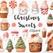 Watercolor Christmas Sweets Clipart Set - Festive Candy Canes ...