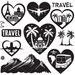 Heart Travel Icon SVG Clipart Set: Vacation Graphics (digital Download ...