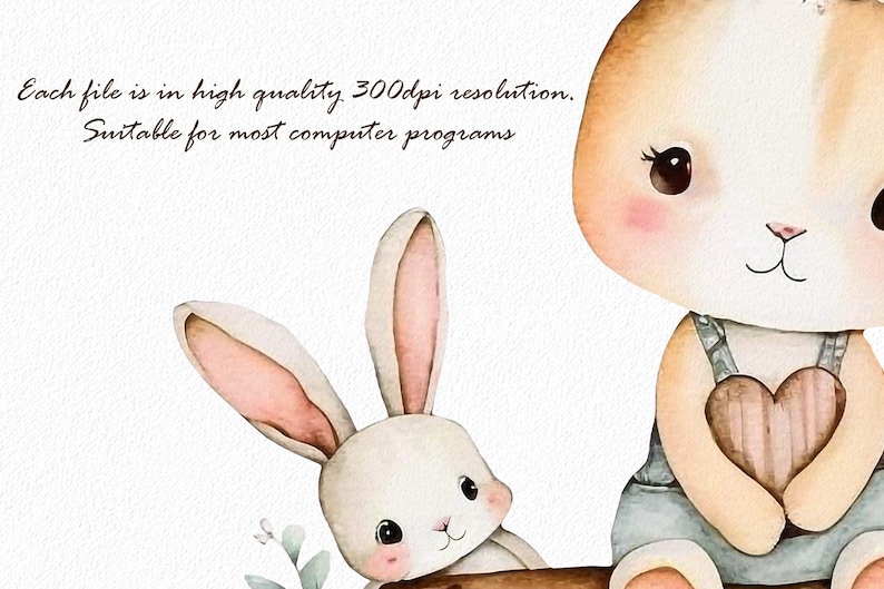 Cute Bunny Rabbit Clipart Watercolor Baby Shower Clip Art - Etsy