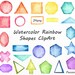 Watercolor Rainbow Set of Alphabet, Numbers, Shapes and Splotches ...