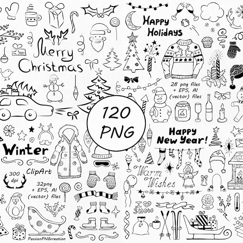 Hand Drawn Christmas - Etsy