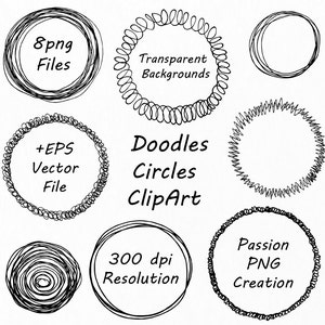 Doodle Circle Clipart, Hand Drawn Circle Frames Clip Art, PNG, EPS, AI ...