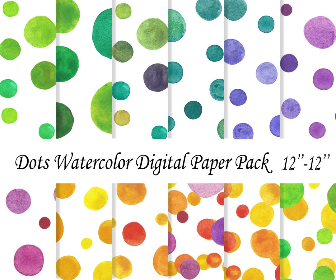 Dots Watercolor Digital Paper Pack Watercolor Dots Digital - Etsy