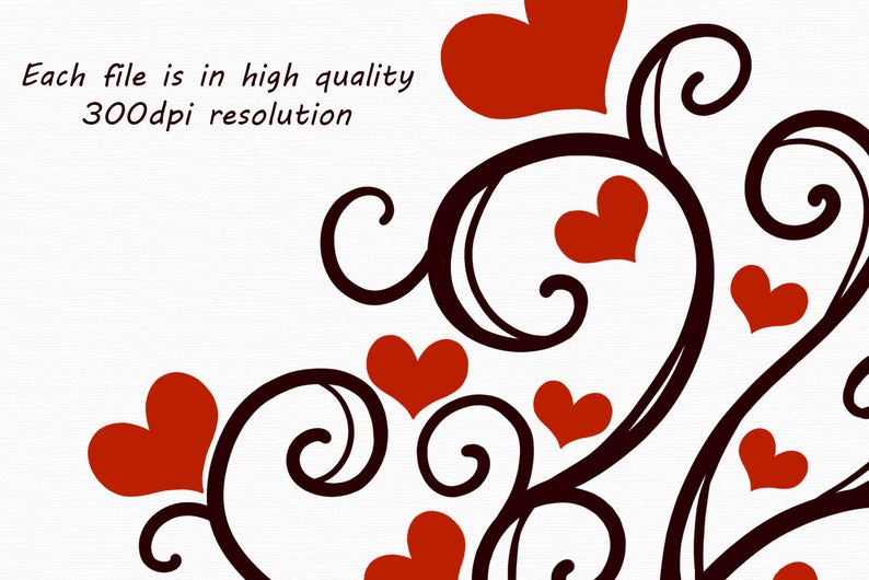 Digital Love Trees Clip Art Valentines Day Clipart PNG | Etsy