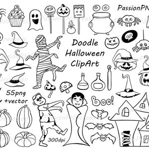 Doodle Halloween Clipart, Halloween Collection, Png, Vector, Pdf ...