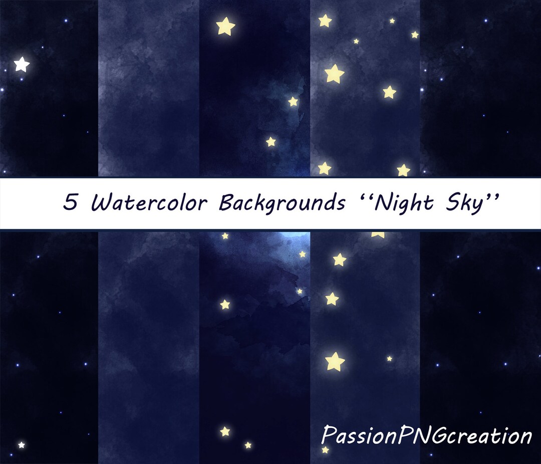 Night Sky, Watercolor Background, Watercolour, Digital Papers, 12"x12 ...