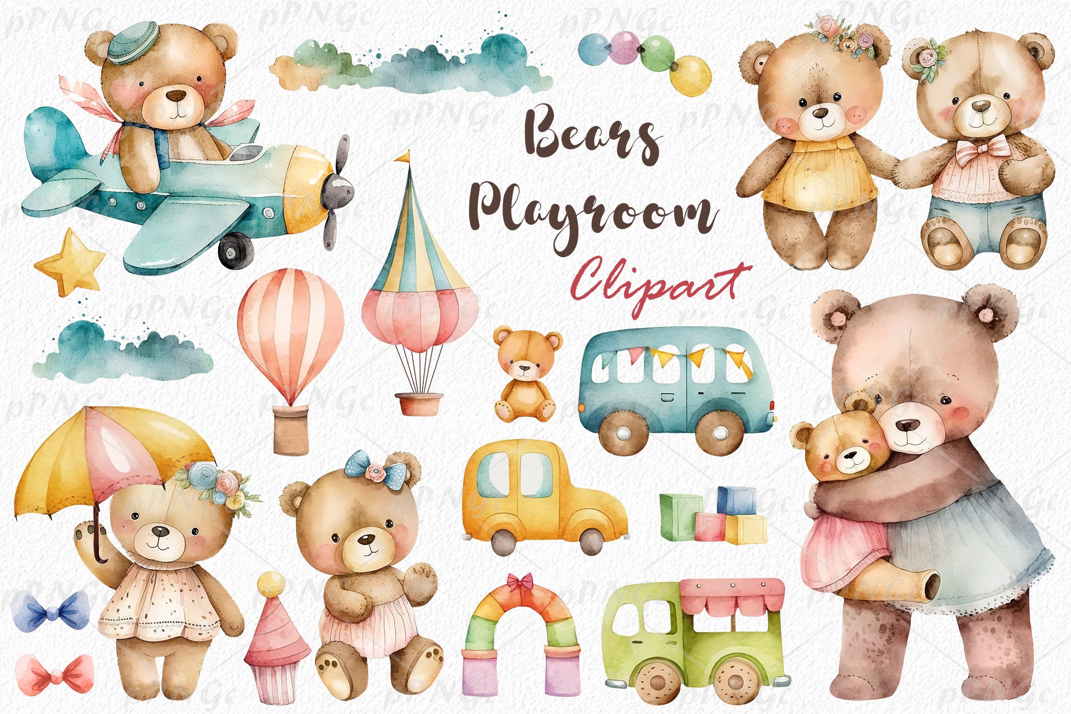 Teddy Bears and Toys Clipart for Kids Room Decor Baby Shower - Etsy