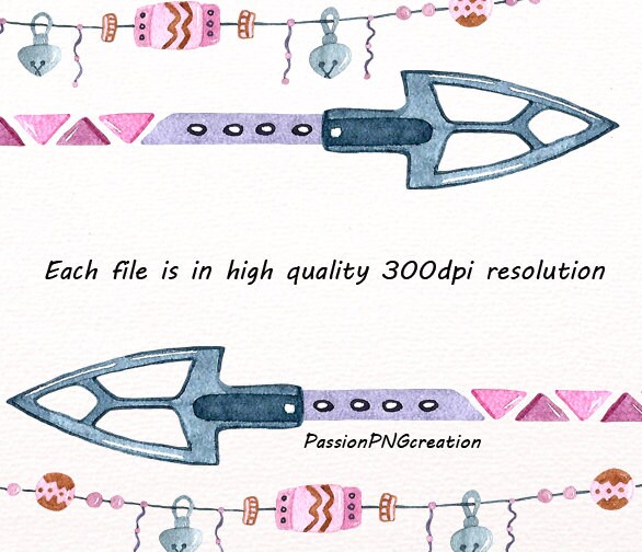Watercolor Arrows Clip Art Tribal Arrows Handpainted - Etsy