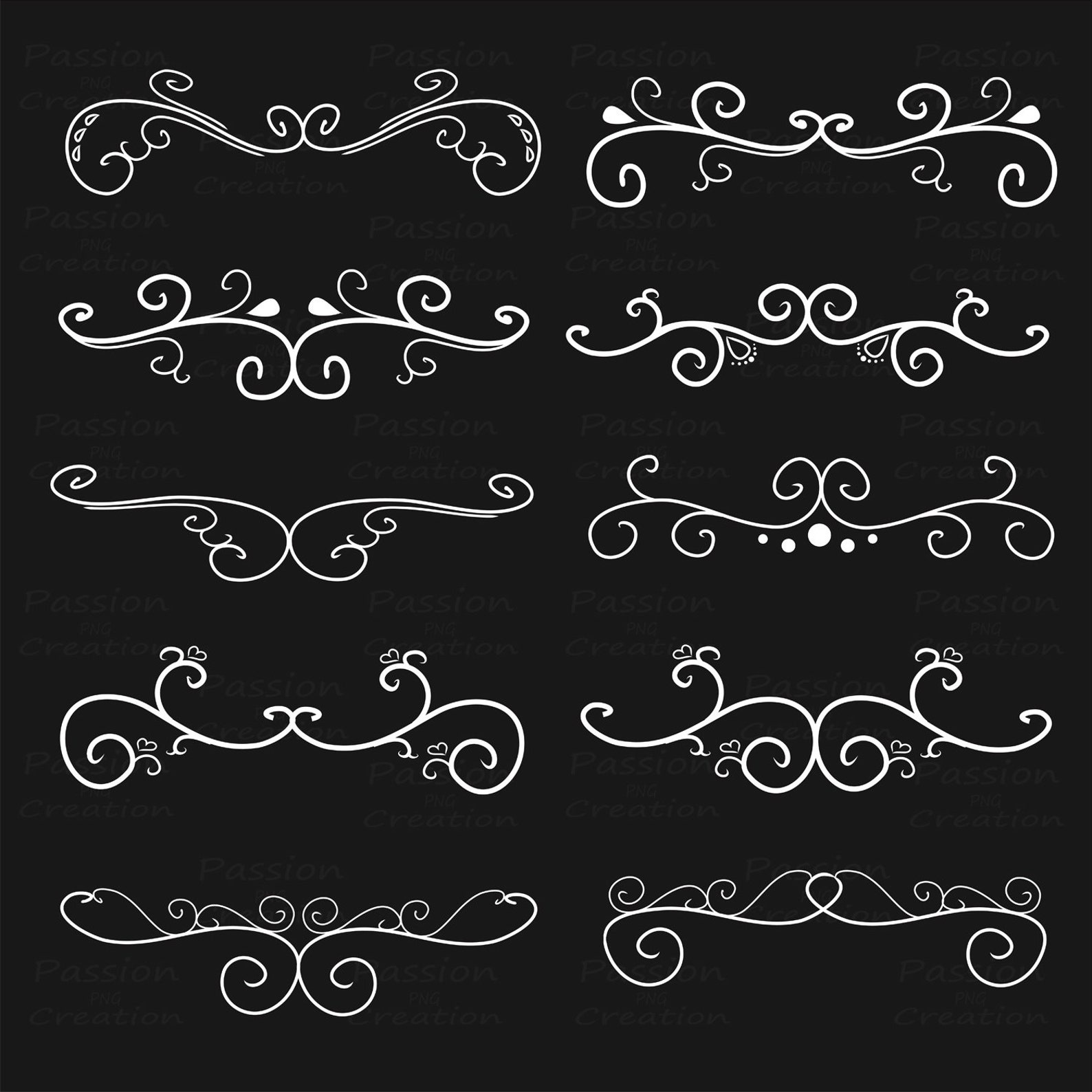 BIG SET 50% OFF White Divider Elements Digital Clipart Hand - Etsy