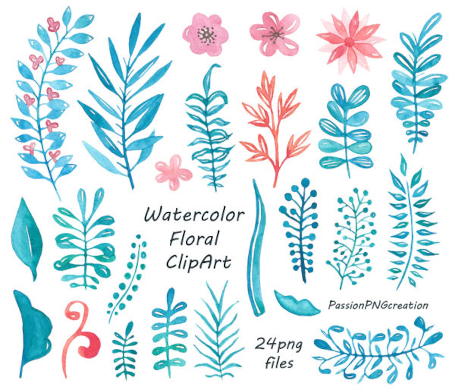 BIG SET 88 Watercolor Leaves Clipart Png Watercolour - Etsy