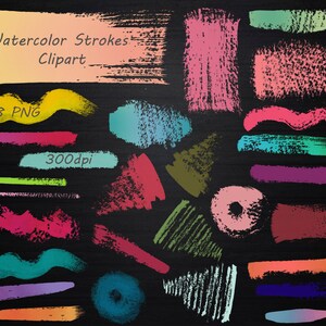 Watercolor Strokes Clipart, Brush Strokes, Clipart, Watercolor Clip Art ...
