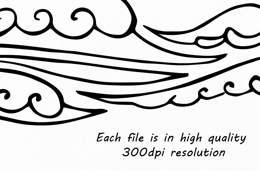 Doodle Sea Clipart Waves Clip Art Hand Drawn Waves Line - Etsy Canada