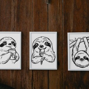 Doodle Sloths SVG Clipart Set, PNG, Files for Cricut, Animal Graphics ...