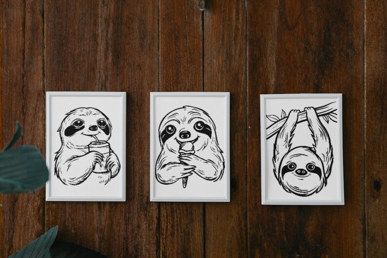 Doodle Sloths SVG Clipart Set, PNG, Files for Cricut, Animal Graphics ...