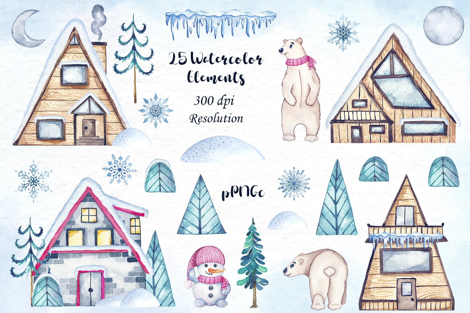 Winter Holidays Clipart Watercolor Digital Christmas Clipart - Etsy