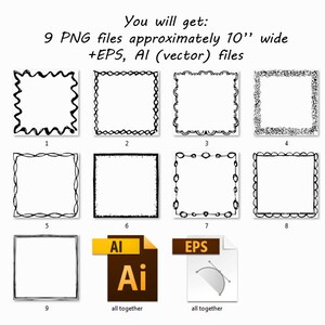 Doodle Square Clipart, Hand Drawn Square Frames Clip Art, PNG, EPS, AI ...