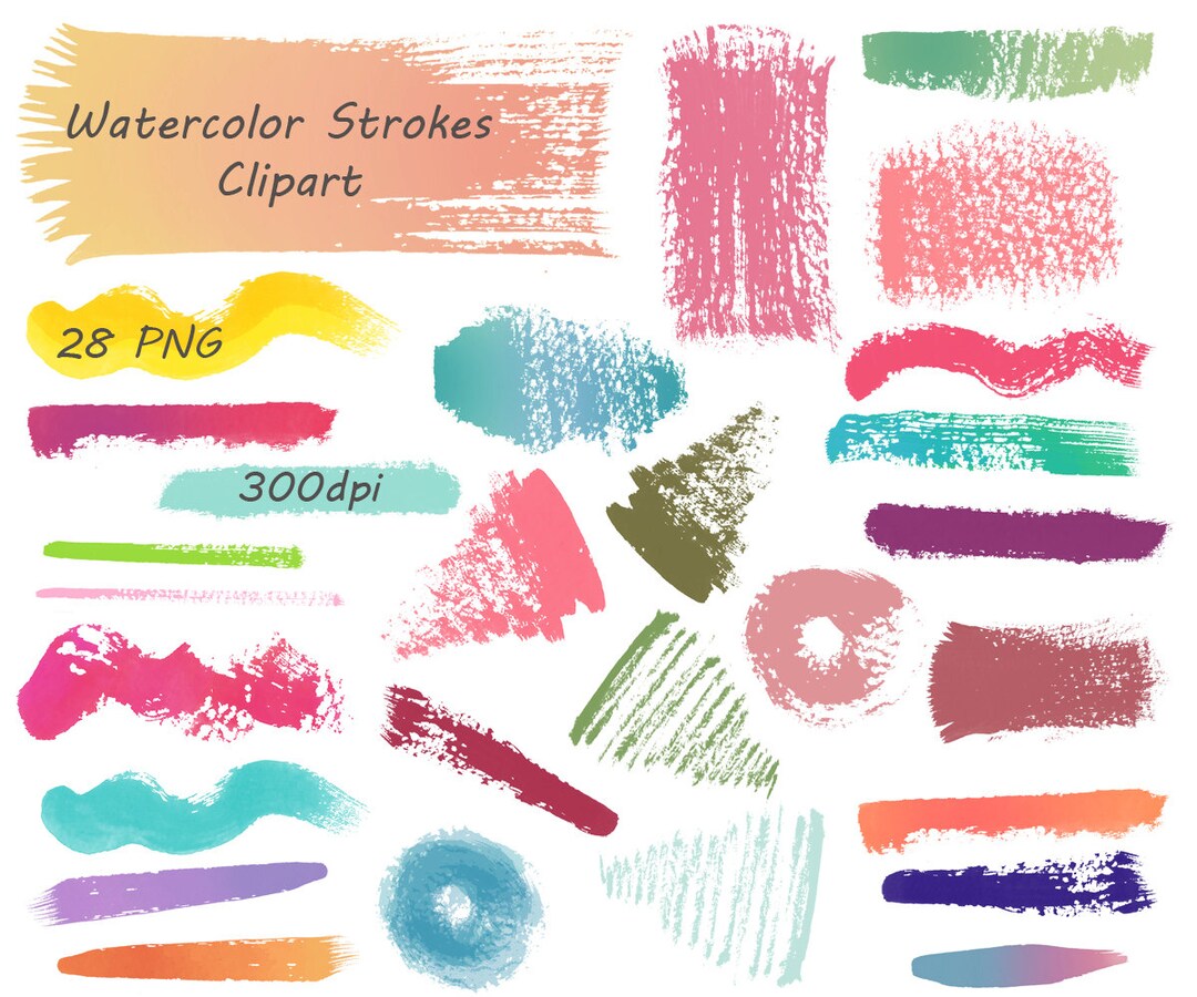 Watercolor Strokes Clipart, Brush Strokes, Clipart, Watercolor Clip Art ...