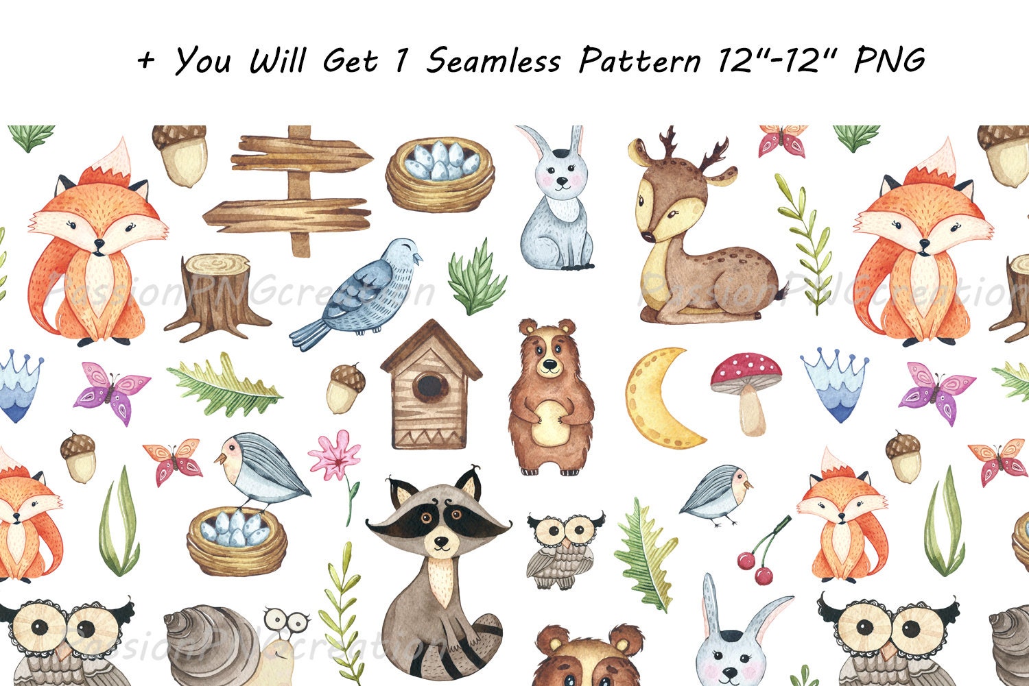 Watercolor woodland Animals Clipart forest animals clip art | Etsy