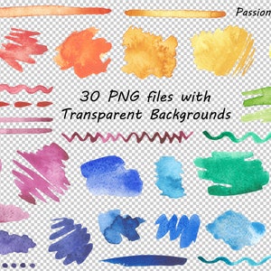 Watercolor Rainbow Splotches Clipart, Splashes Clipart, Watercolour ...