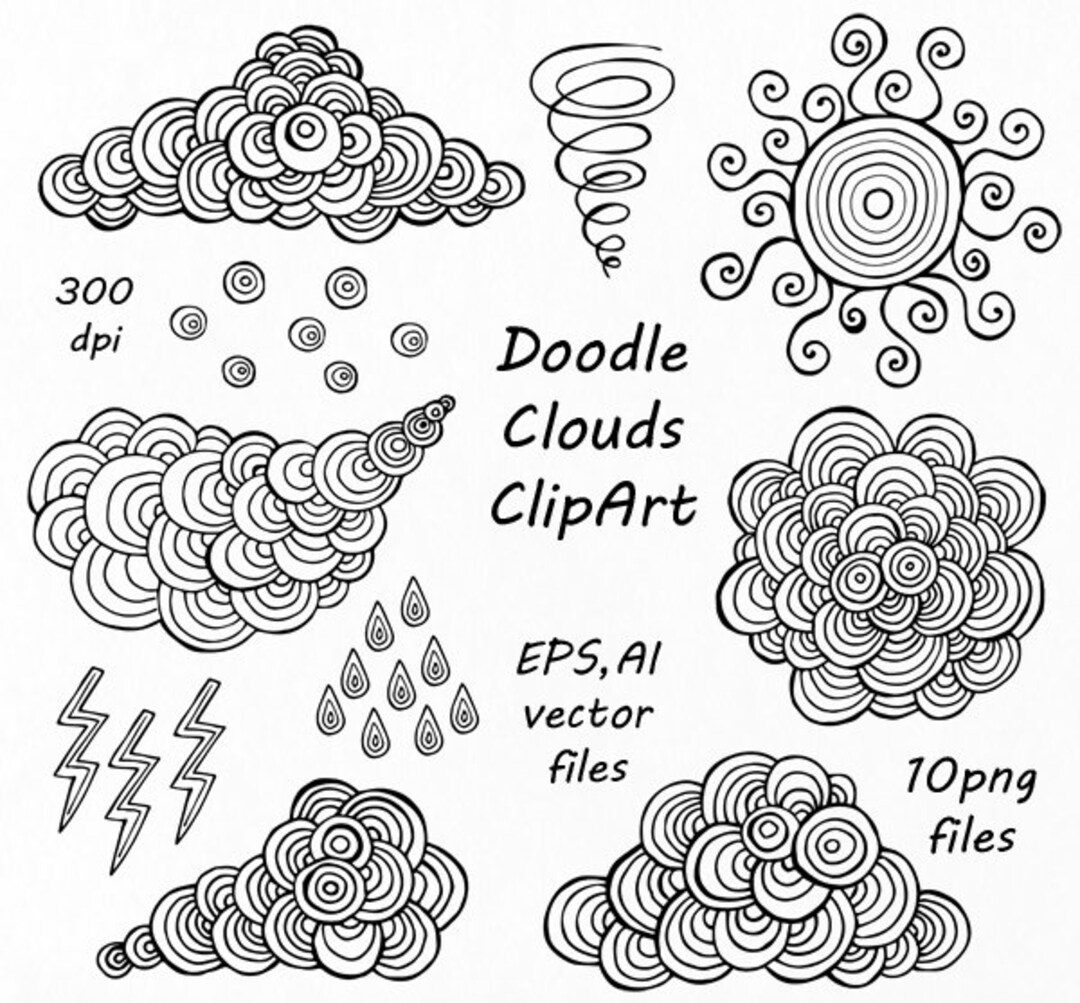 Hand Drawn Doodle Weather Clipart Weather Clipart Cloud Etsy | My XXX ...