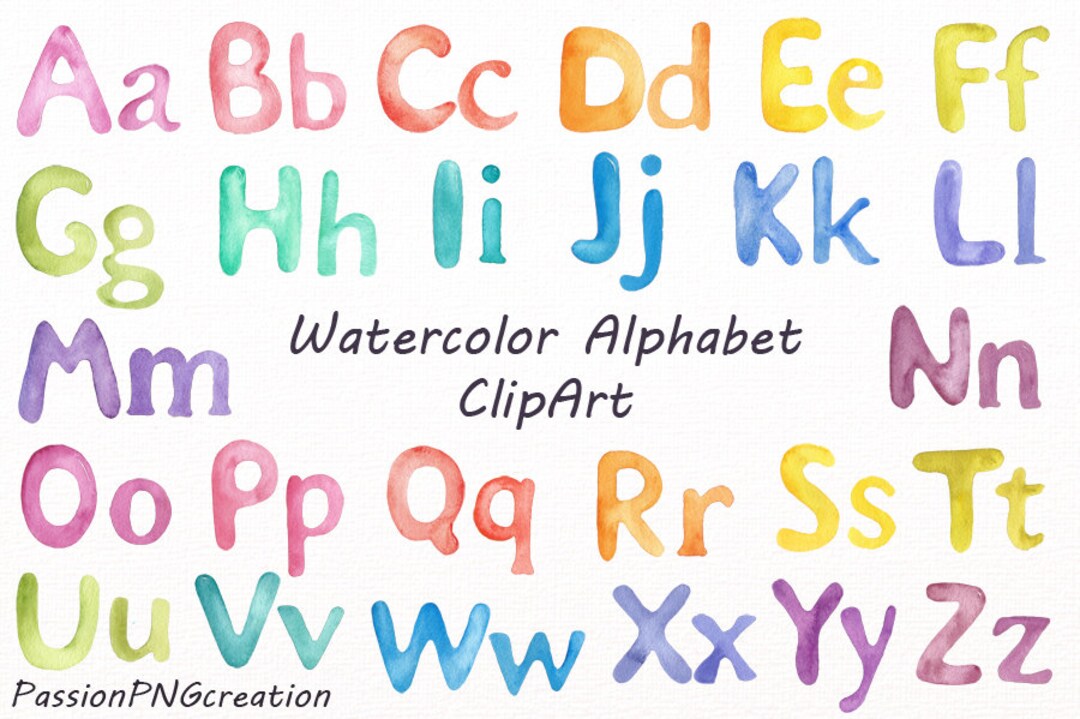 Watercolor Rainbow Alphabet Clipart: PNG Letters (digital Download) - Etsy