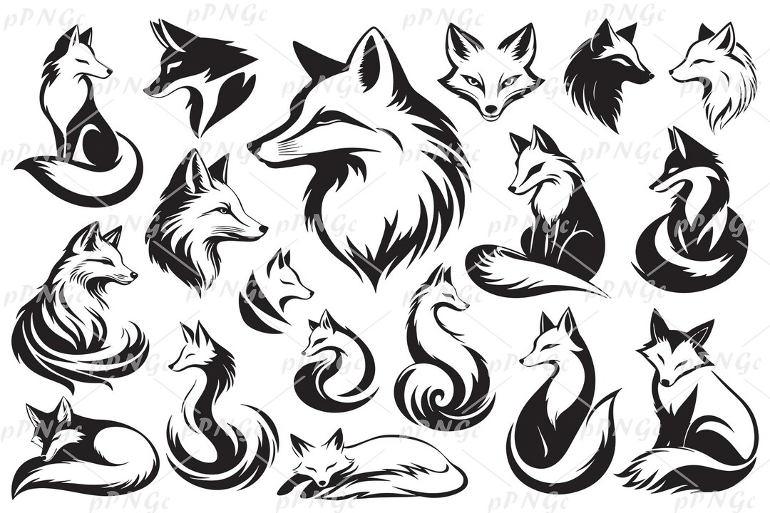 Paquete SVG de zorro / Clipart de silueta de zorro / Archivos Cricut de ...