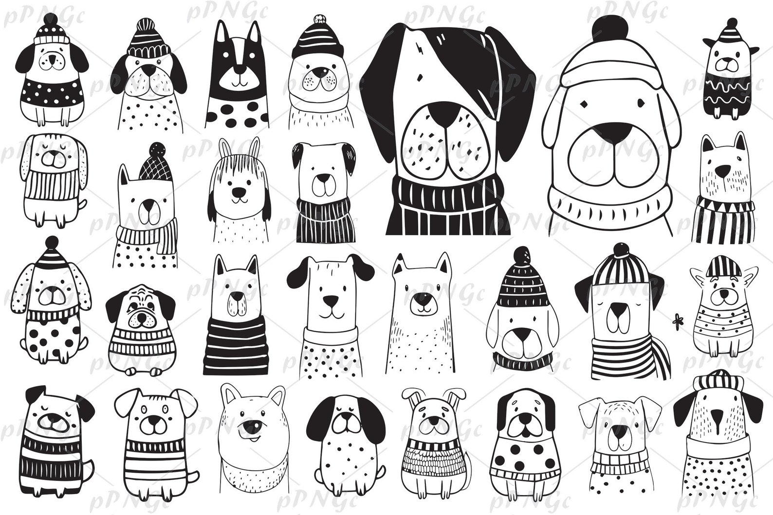 Dog Faces Clipart Set: Patterned Pet Graphics (SVG, PNG, PDF) - Etsy