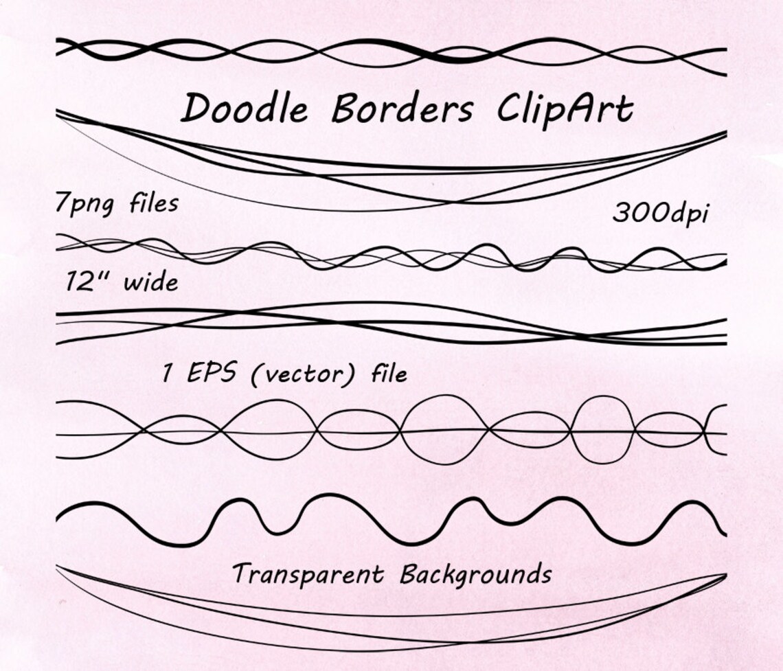 Doodle Borders Clipart Doodle Vector Clip Art EPS Vector - Etsy