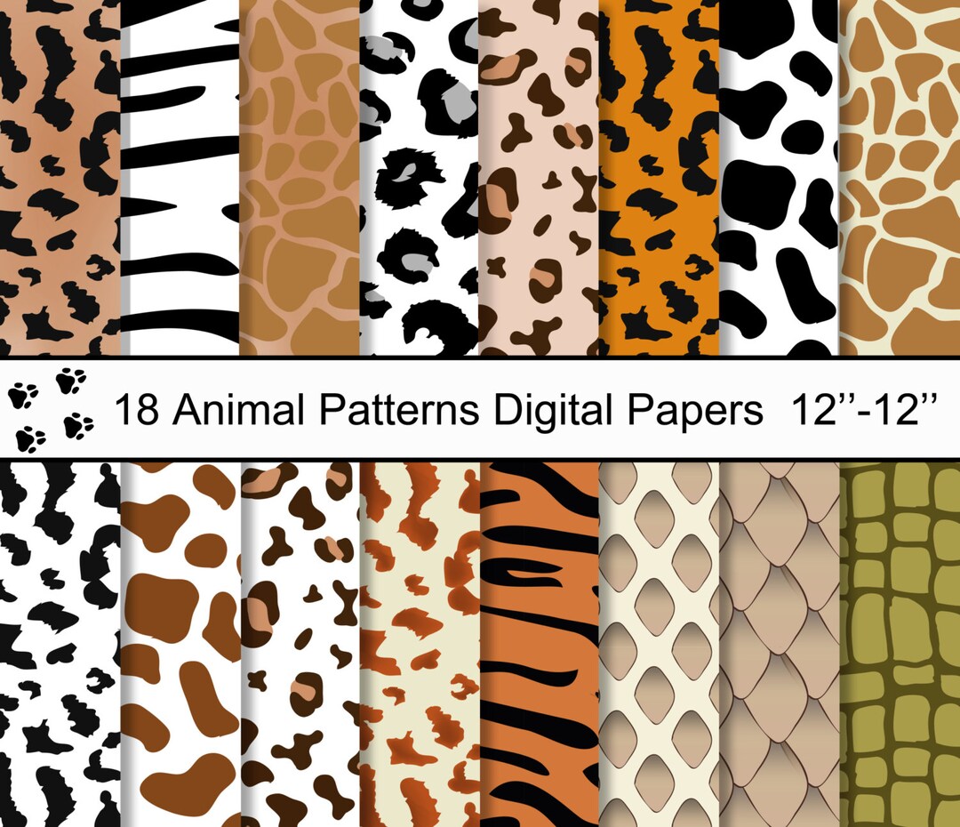 Animal Print Digital Paper, Scrapbook Paper, Printable Backgrounds ...