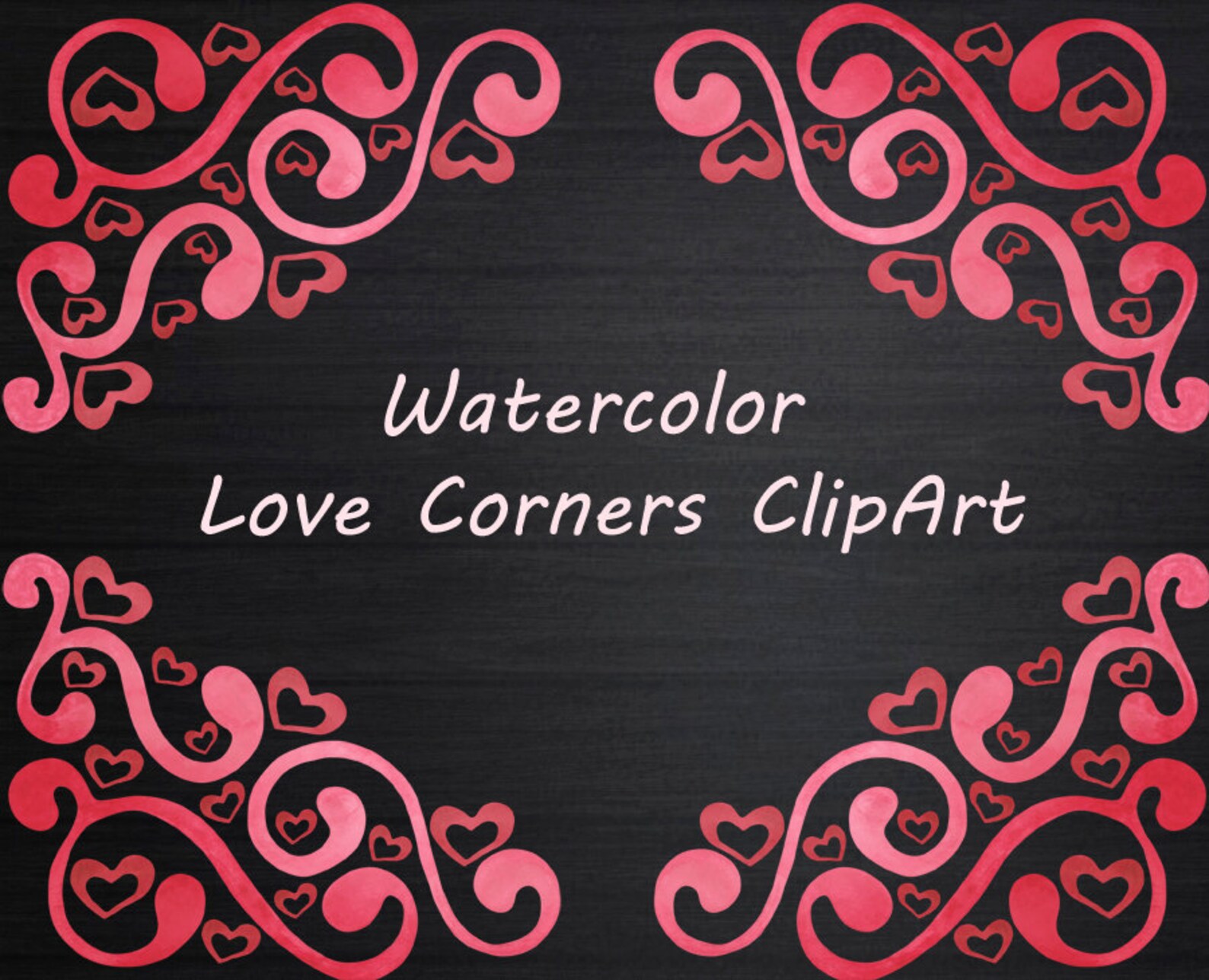 Watercolor Love Corners Valentine Clipart Watercolor - Etsy