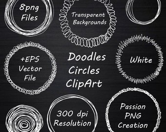 Doodle Circle Clipart Hand Drawn Circle Frames Clip Art PNG | Etsy